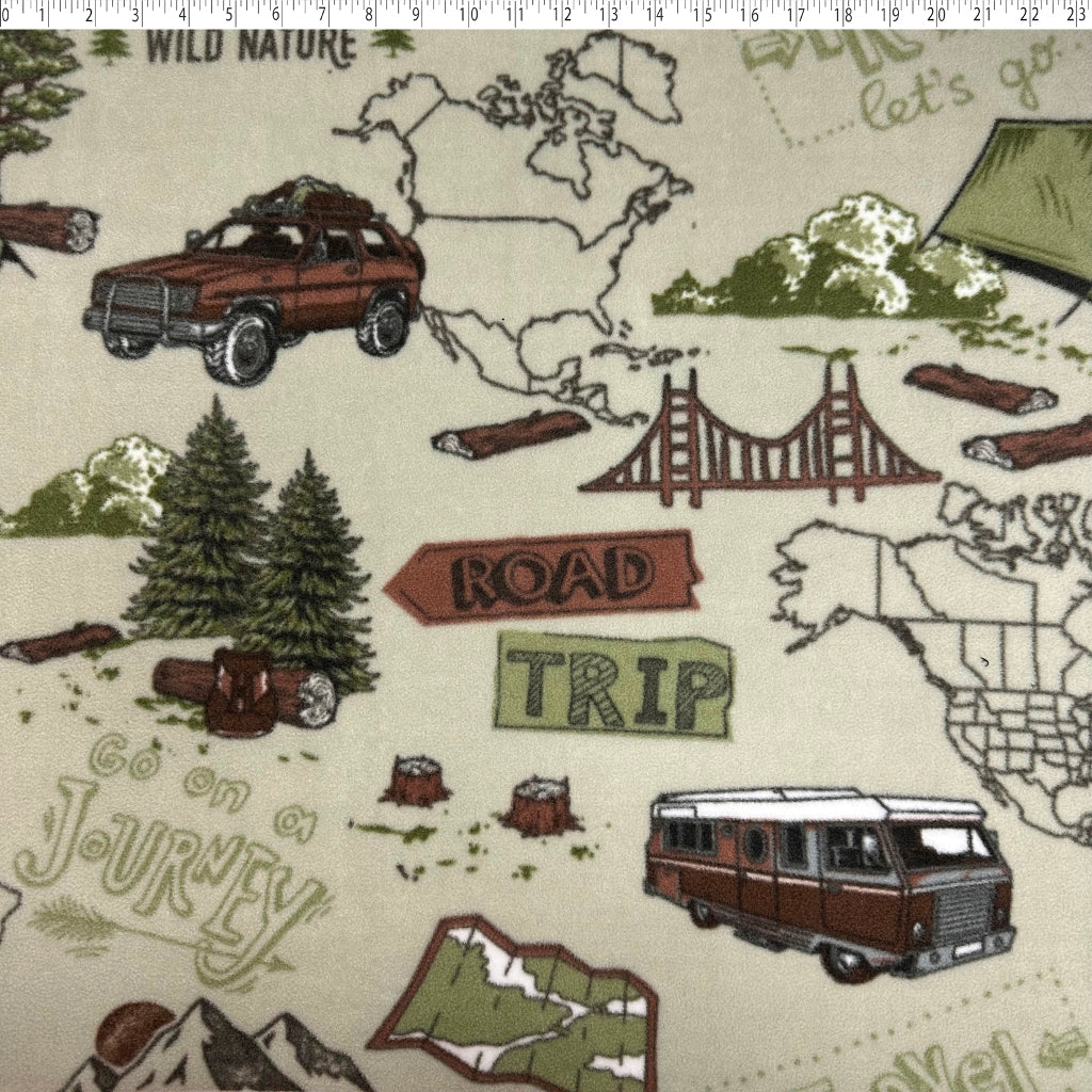MOUNTAIN FLEECE PRINTS - ROAD TRIP – Fabricland Online